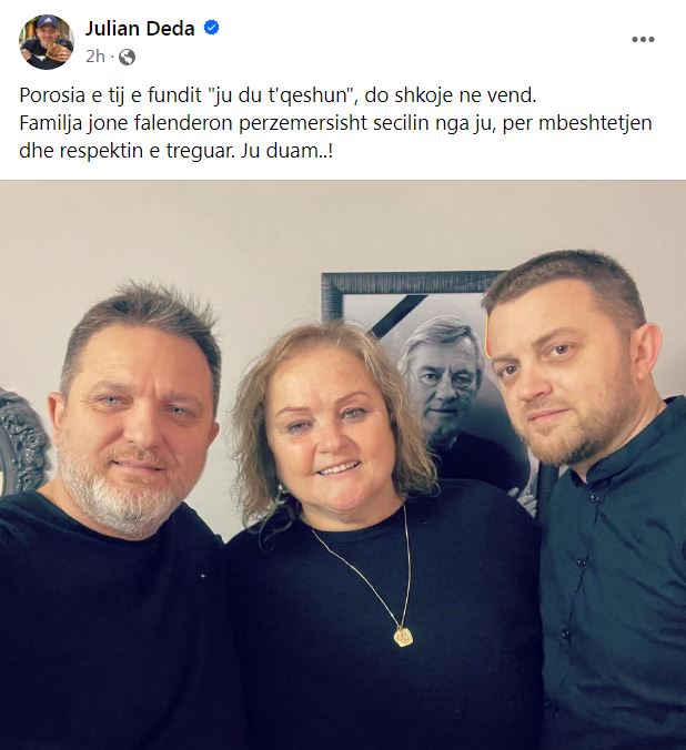 Pas vdekjes së aktorit, Jul Deda zbulon porosinë e fundit që i ati i la ...